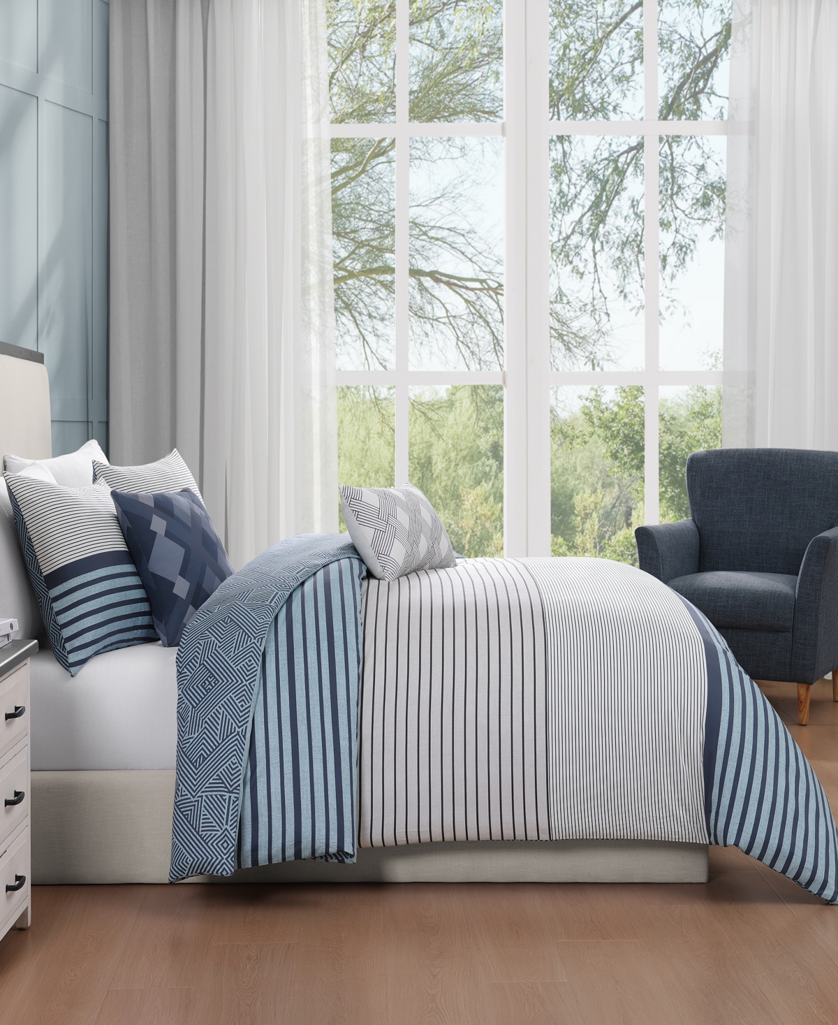 Click here for Bebejan Blue Geo Lines Bedding 100 Cotton Sateen 5... prices