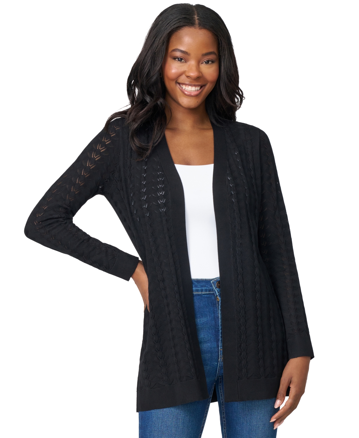 Click here for Melissa Paige Womens Pointelle Open-Front Cardigan... prices