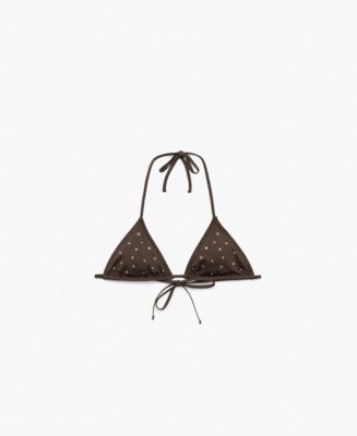 Mango Women's Metallic Embellishments Triangle Bikini Top - Macy's