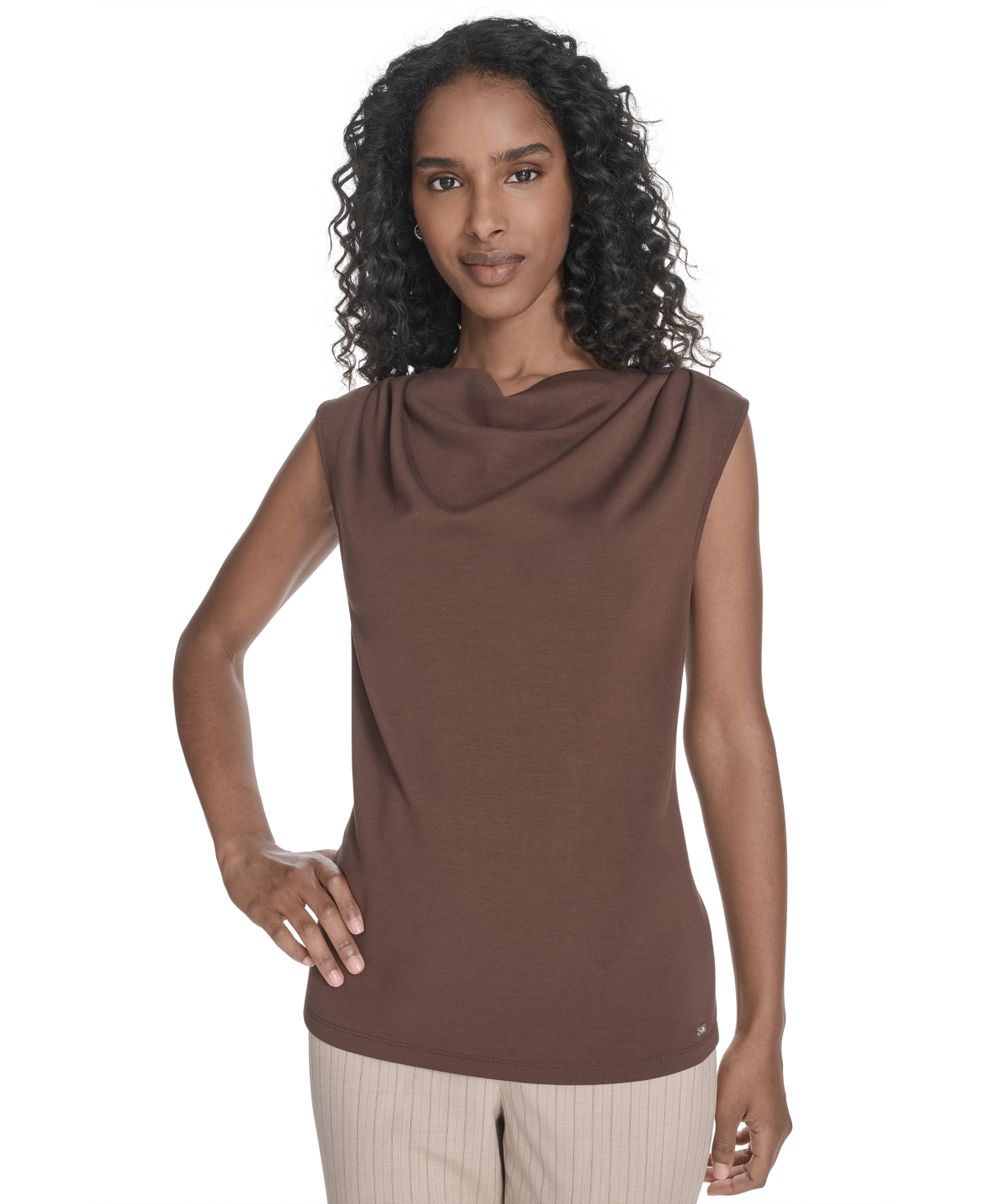 Click here for Calvin Klein Womens Cowlneck Sleeveless Top - Toas... prices