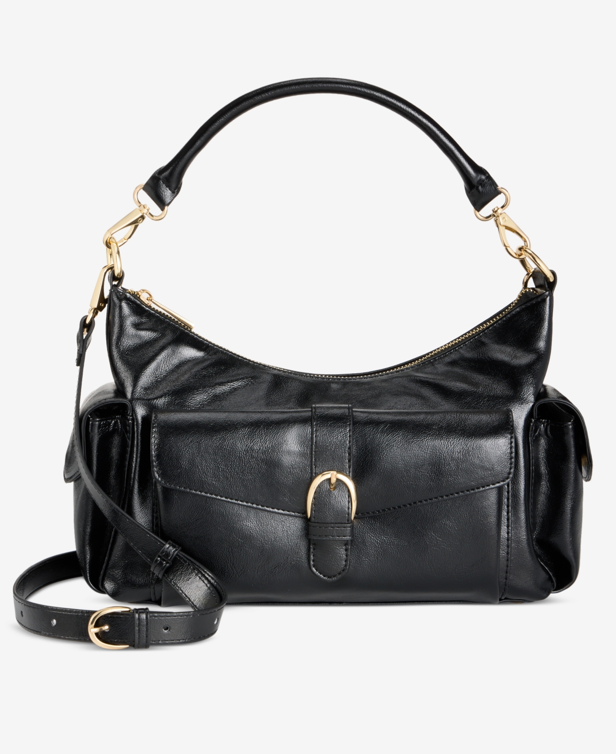 On 34th Jynna Medium Glaze Shoulder Bag  Exclusively at Macys - Black
