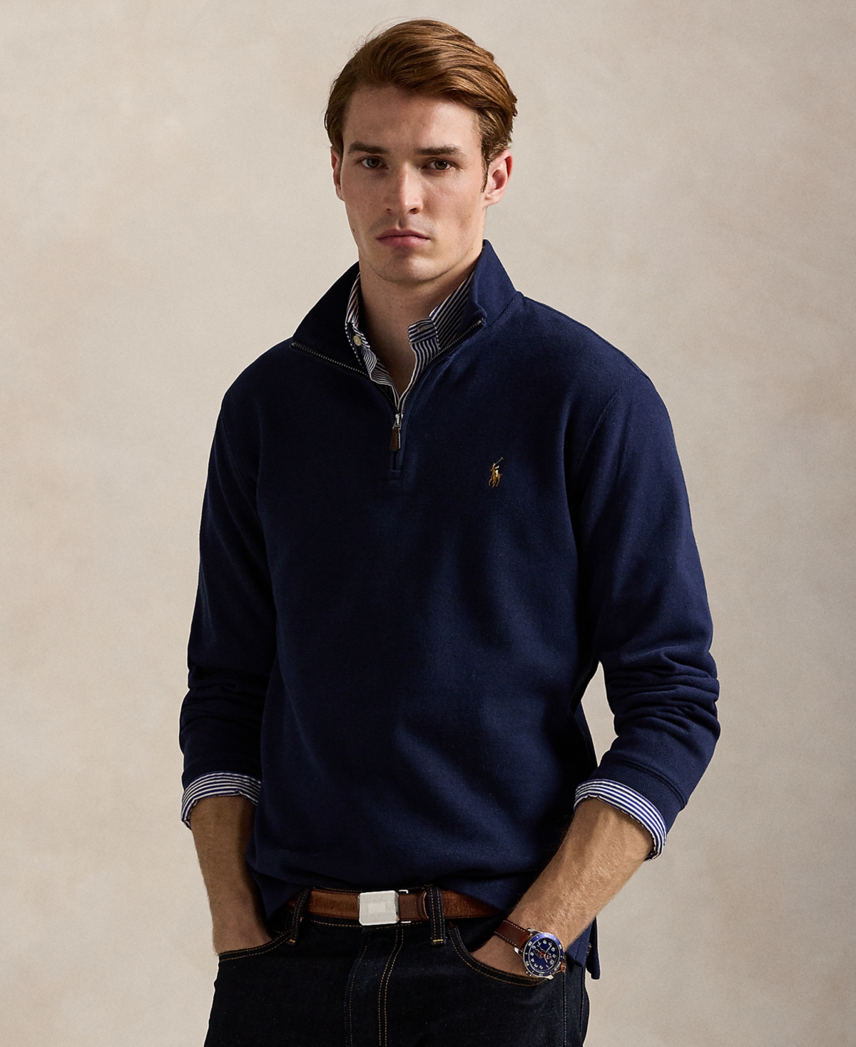 Click here for Polo Ralph Lauren Mens Estate-Rib Cotton Quarter-Z... prices