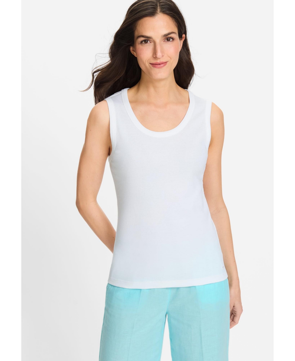 Click here for Olsen Womens Round Neck Sleeveless Shell - White prices