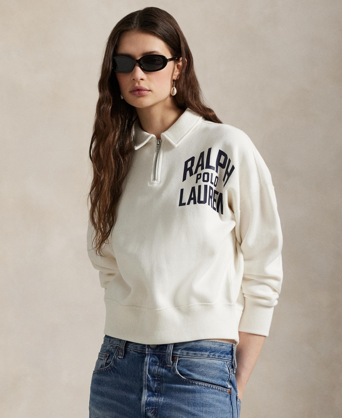 Click here for Polo Ralph Lauren Womens Logo Fleece Quarter-Zip S... prices