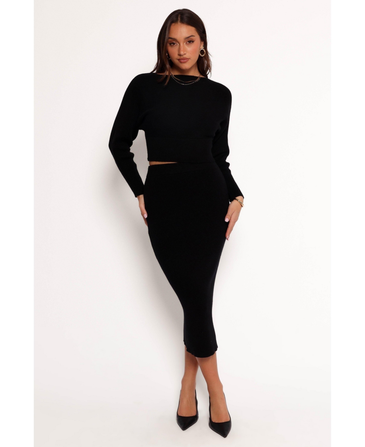 Click here for Petal and Pup Womens Serena Knitted Set - Black prices