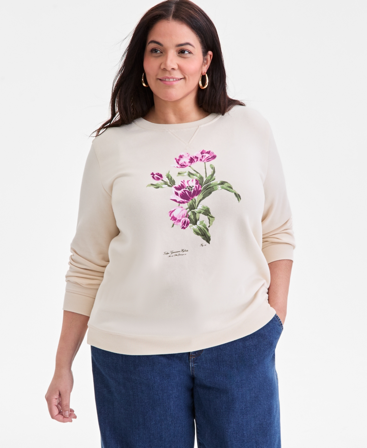 Click here for Style & Co Plus Size Leicester Floral Graphic Swea... prices