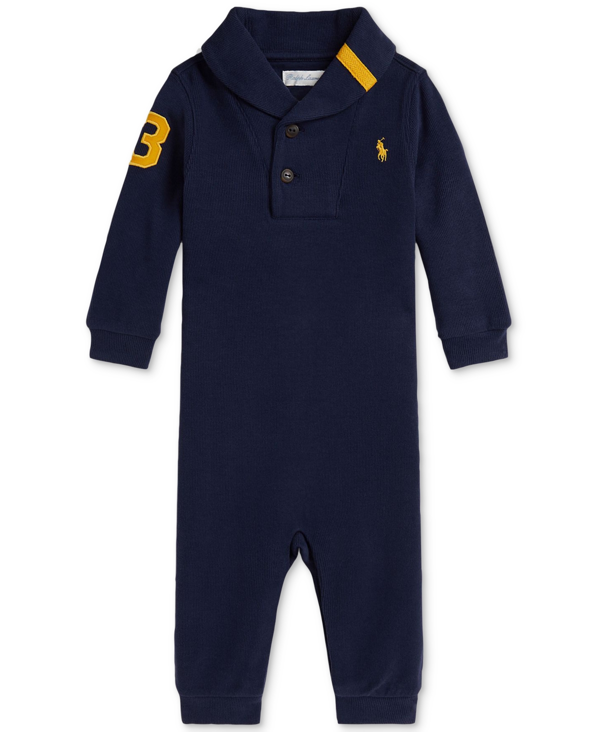 Click here for Polo Ralph Lauren Baby Boys Rib-Knit Coverall - Bl... prices