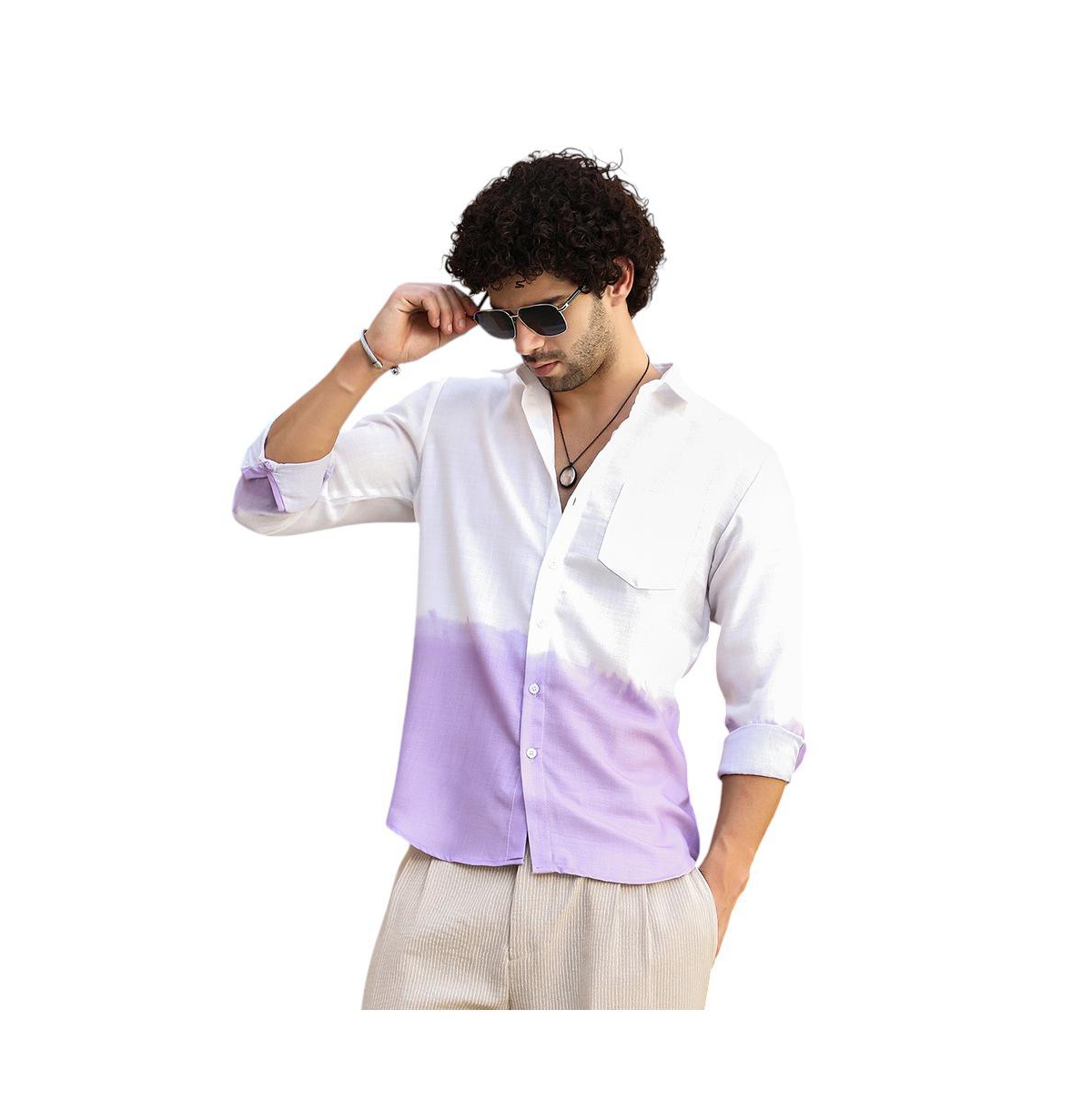 Click here for Campus Sutra Mens Lilac Ombre-Plunge Regular Shirt... prices