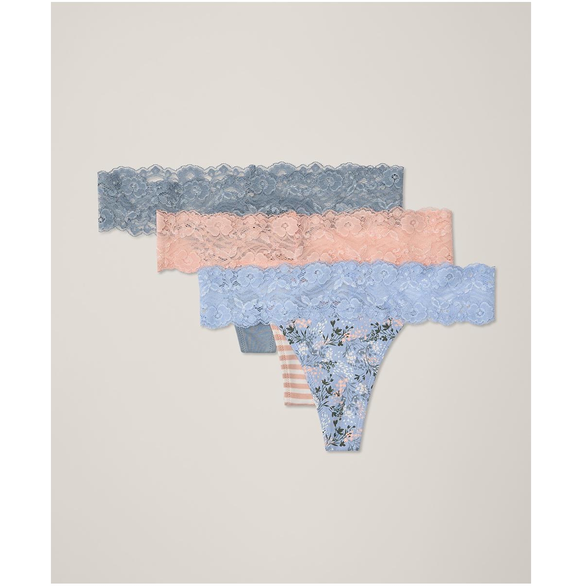 Click here for Pact Womens Organic Cotton Lace Waist Thong 3-Pack... prices