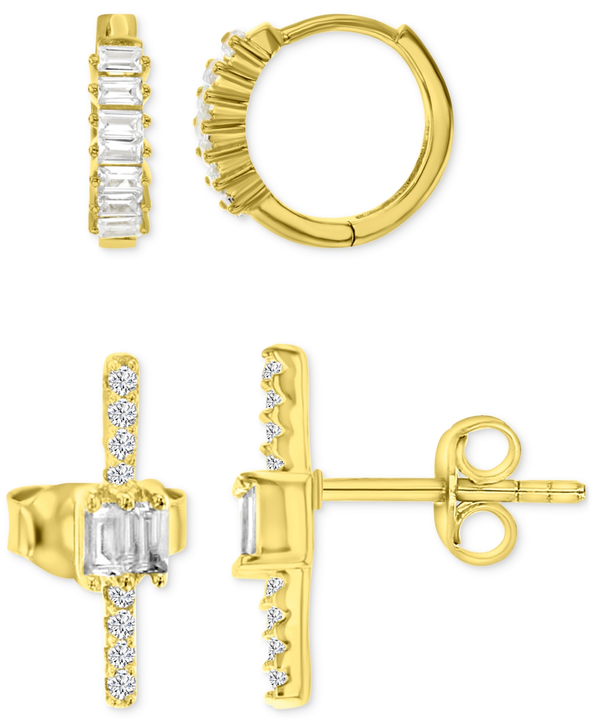 Click here for 2-Pc. Set Cubic Zirconia Round & Baguette Huggie H... prices