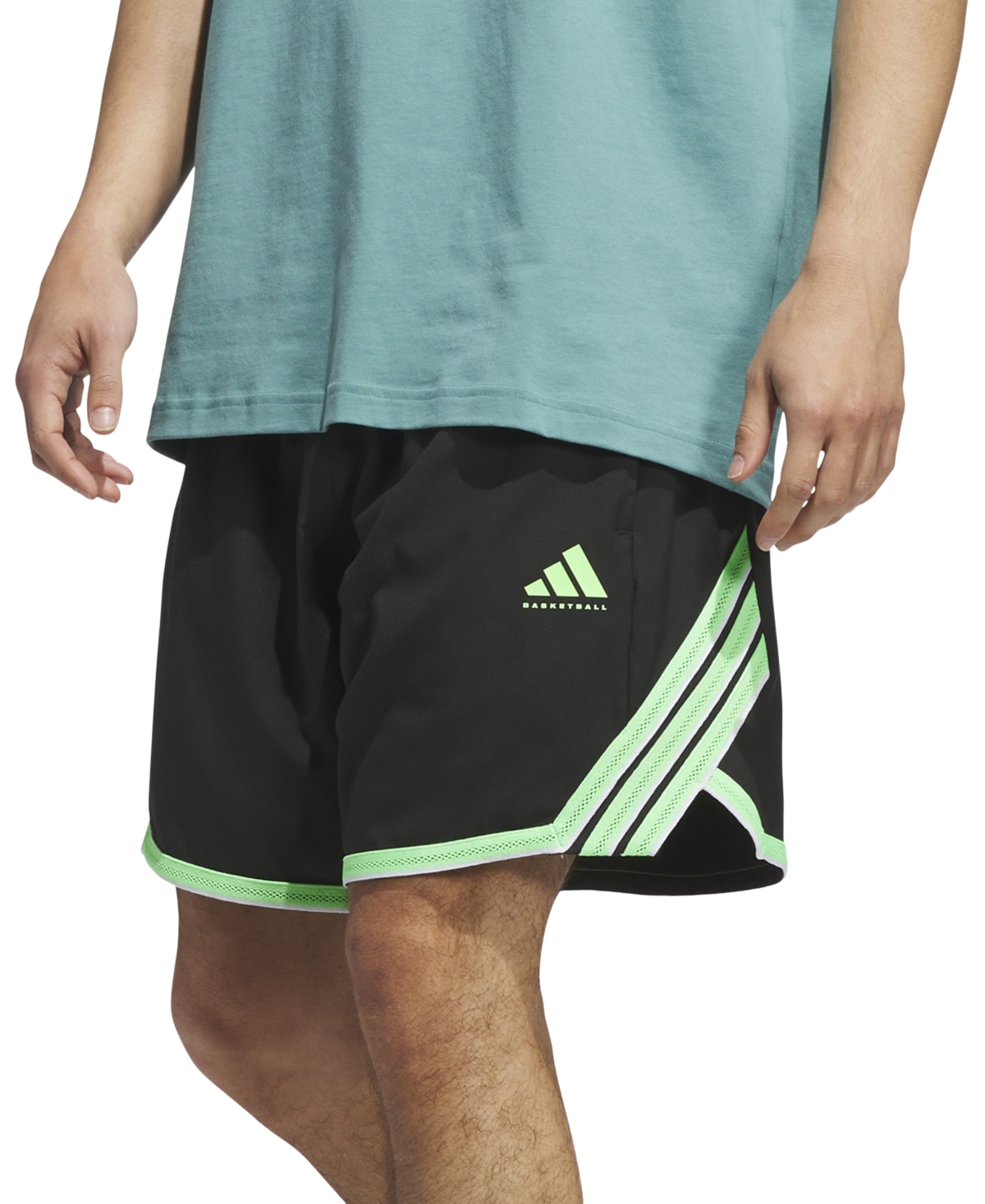 Click here for adidas Mens 3-Stripes Logo Shorts - Black / Lime prices