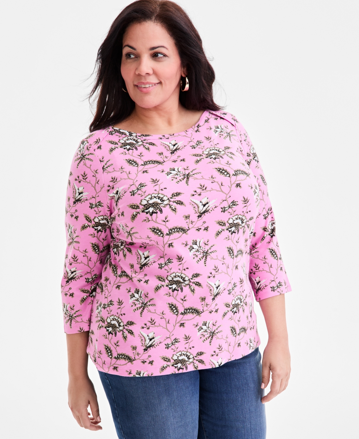 Click here for Style & Co Plus Size Cotton Boat-Neck Top  Macys E... prices