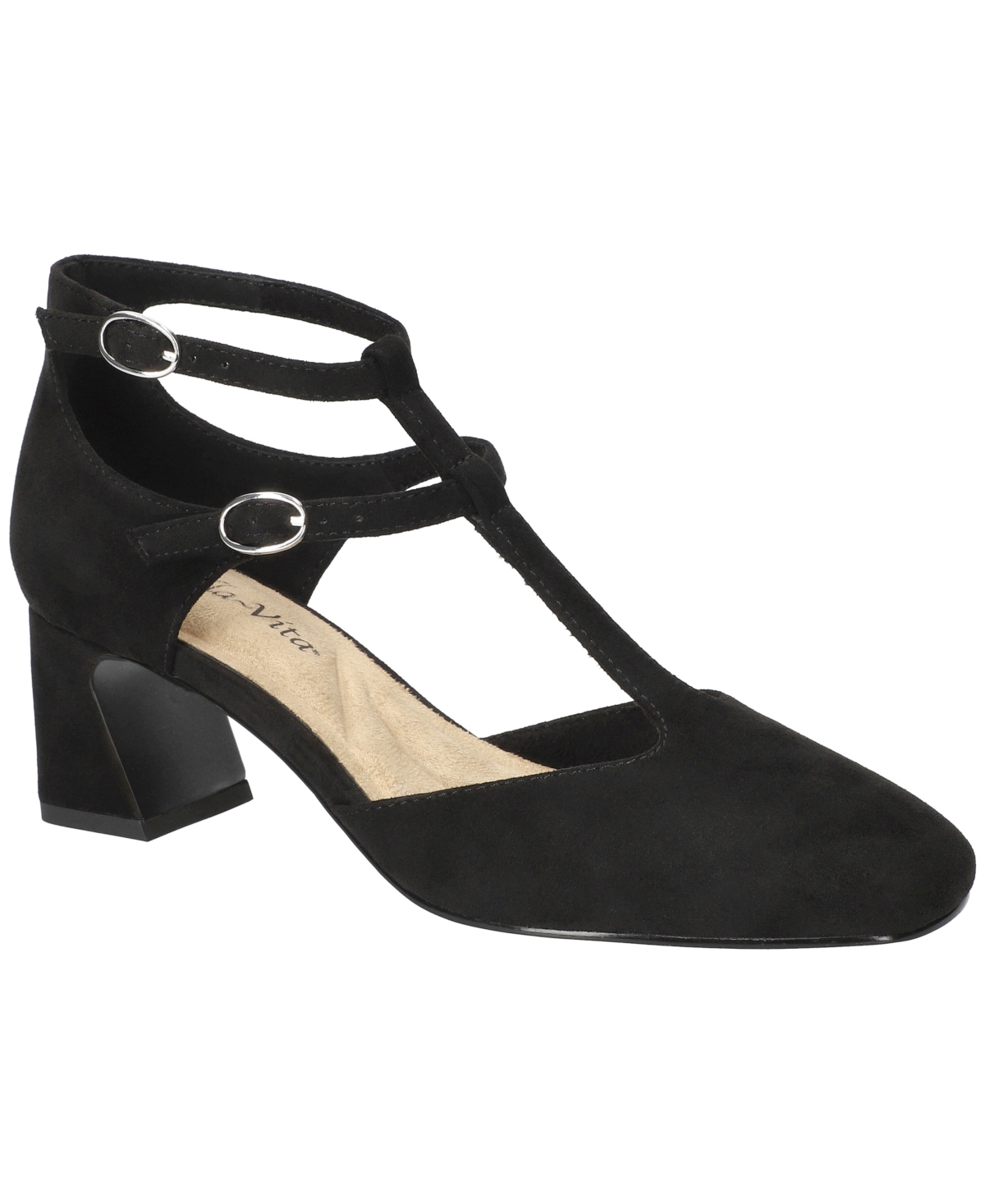 Bella Vita Womens Harpswell Block Heel Sandals - Black Suede