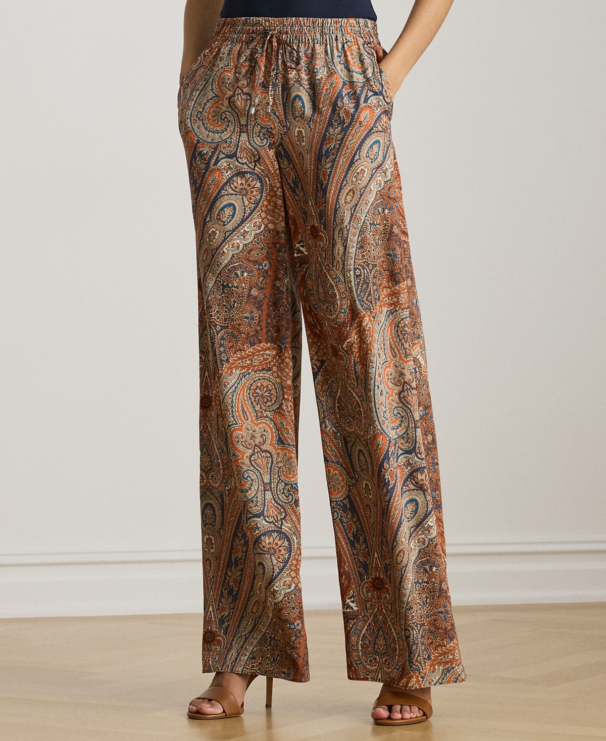 Click here for Lauren Ralph Lauren Petite Paisley Crepe Wide-Leg... prices