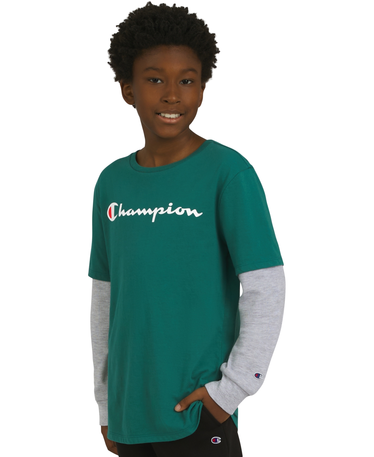 Champion Big Boys Layered-Look Graphic T-Shirt - North Sea