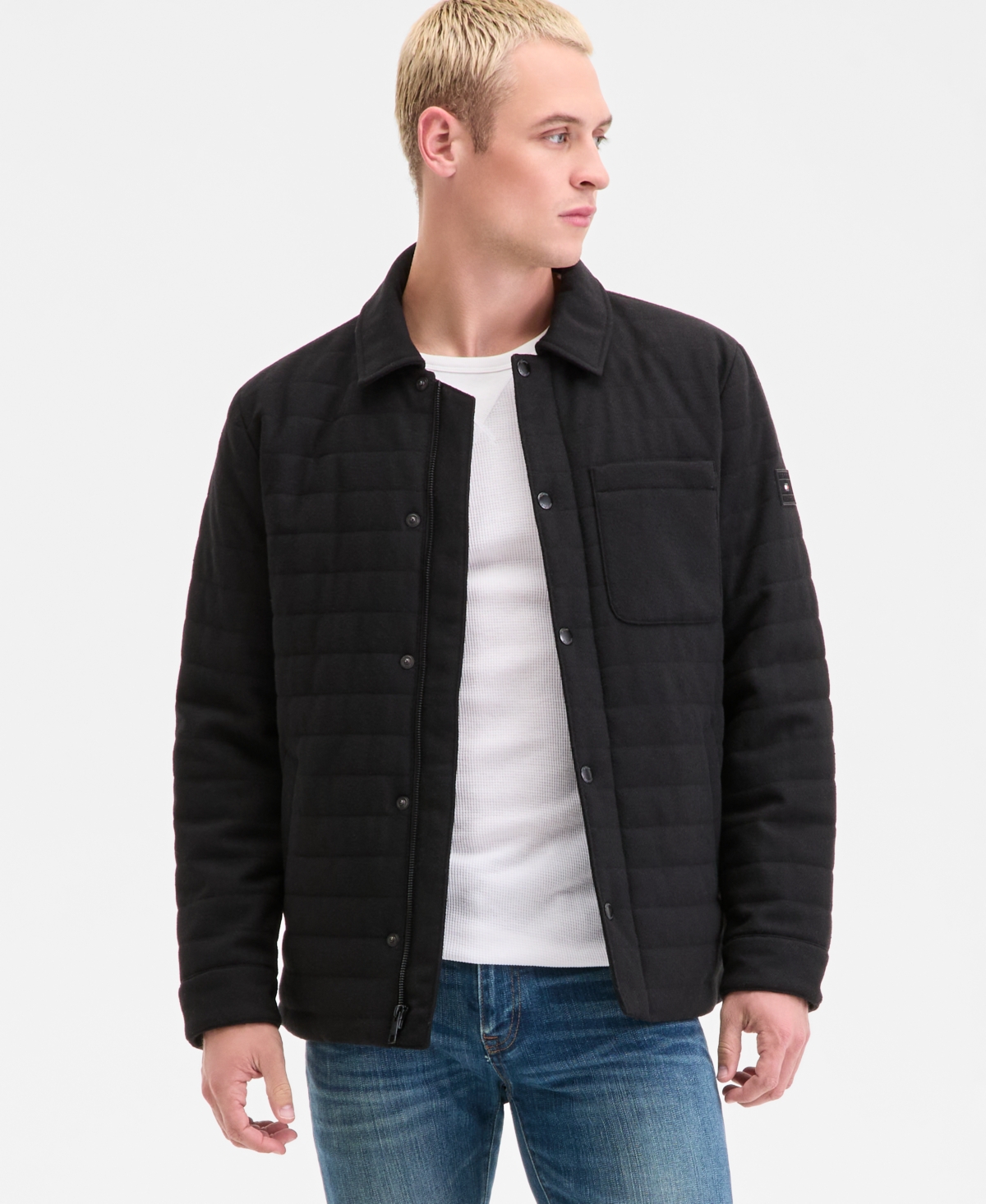 Click here for Tommy Hilfiger Mens Quilted Shirt Jacket - Black prices