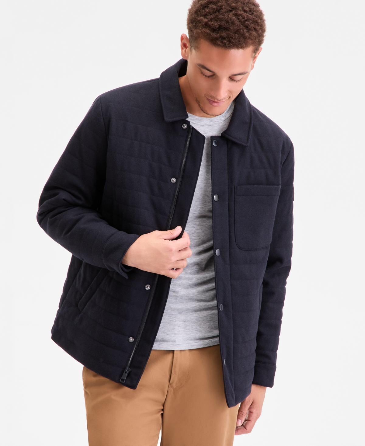 Click here for Tommy Hilfiger Mens Quilted Shirt Jacket - Navy prices