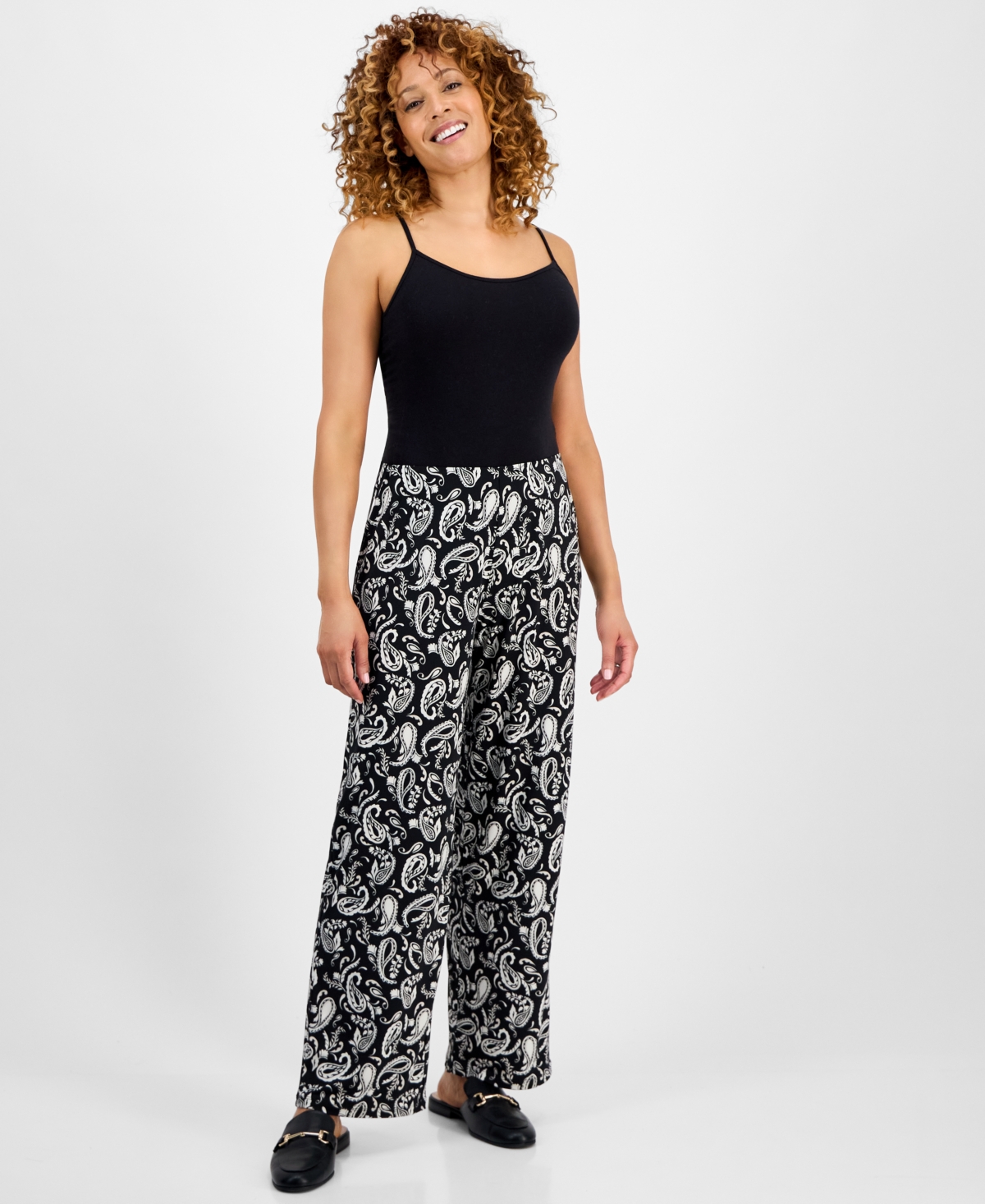 Click here for Jm Collection Womens Printed Knit Pull-On Pants -... prices