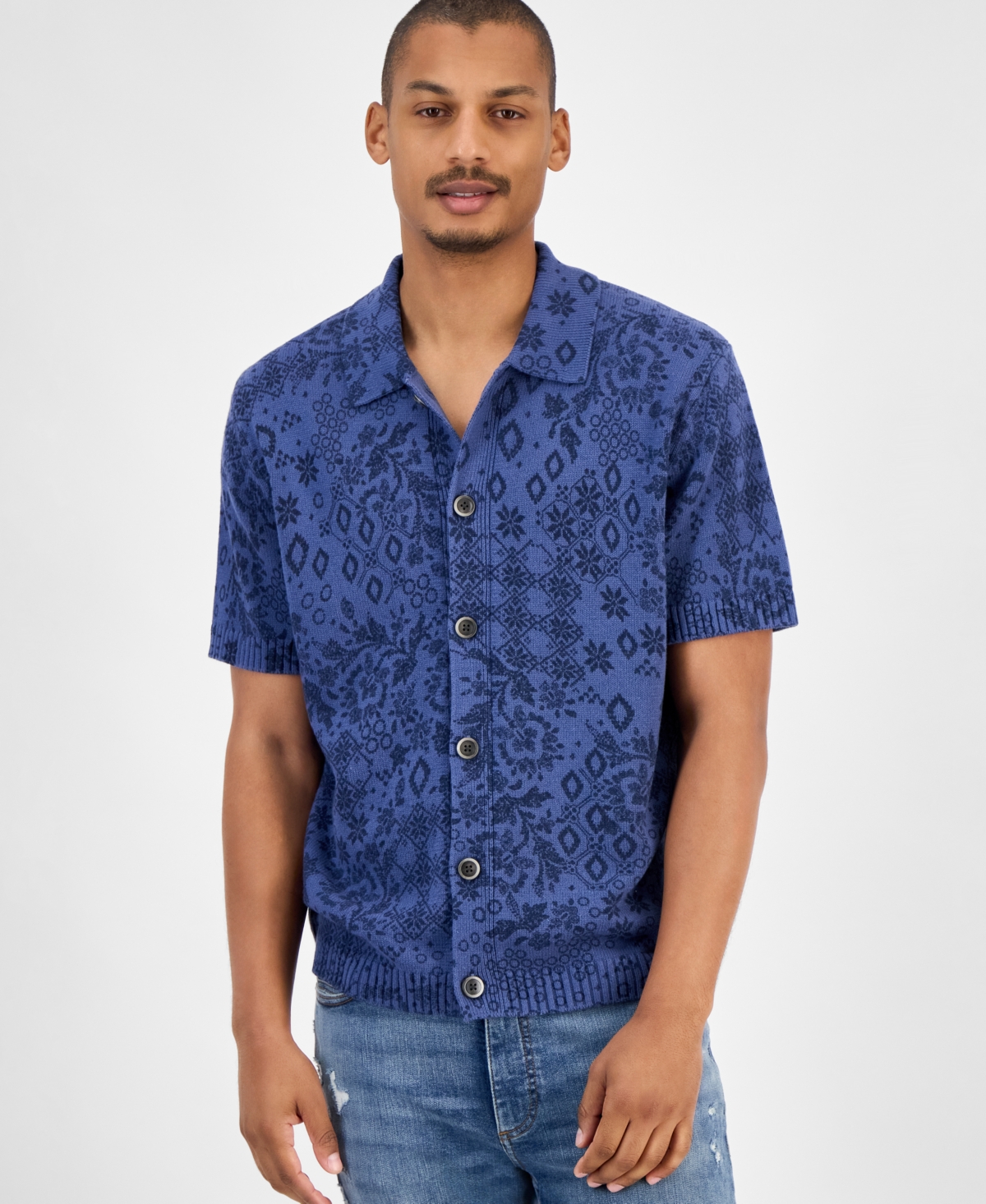 Click here for Sun + Stone Mens Printed Short-Sleeve Cardigan  Ma... prices