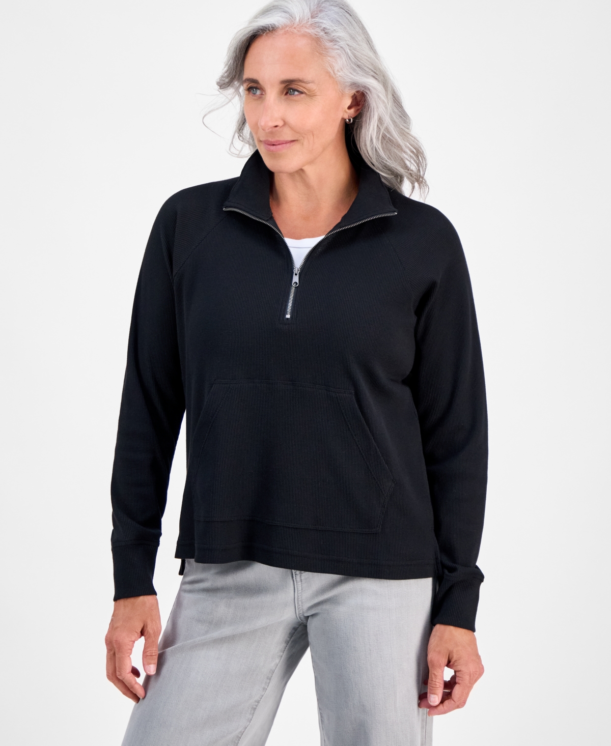 Click here for Style & Co Petite Waffle-Knit Half-Zip Sweatshirt... prices