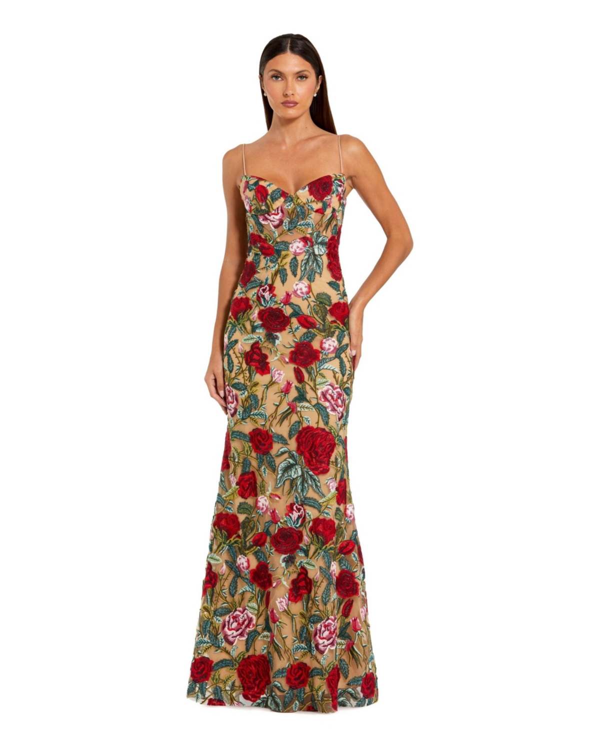 Click here for Mac Duggal Womens Floral Embroidered Off The Shoul... prices