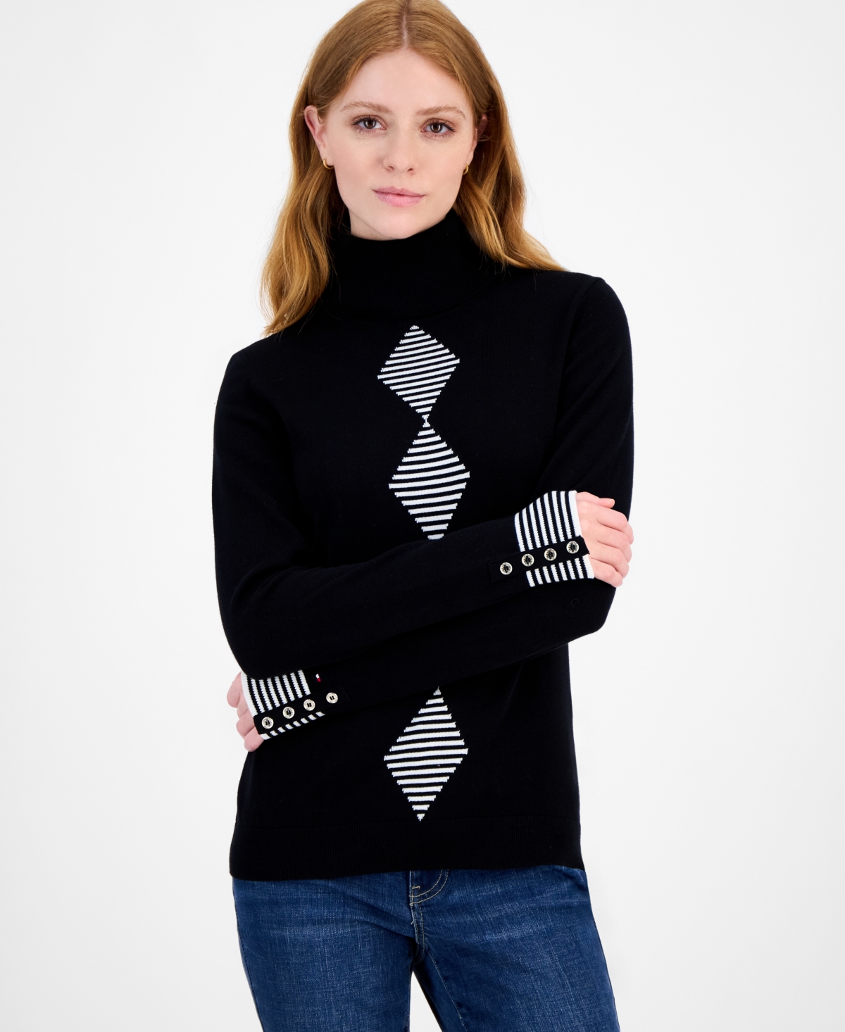 Click here for Tommy Hilfiger Womens Cotton Argyle Striped Turtle... prices