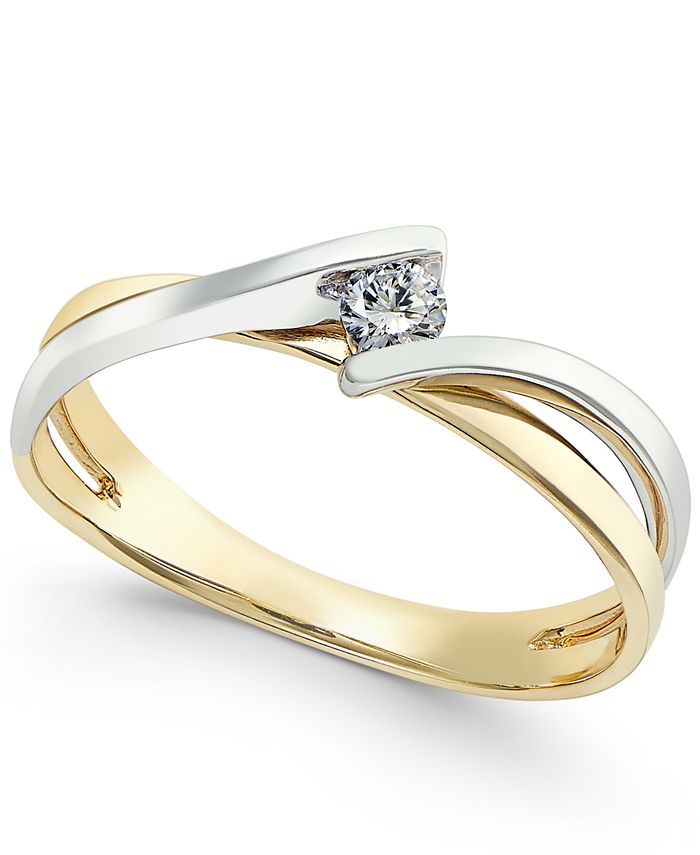Promised Love Diamond Two-Tone Twist Promise Ring (1/10 ct. t.w.) in ...