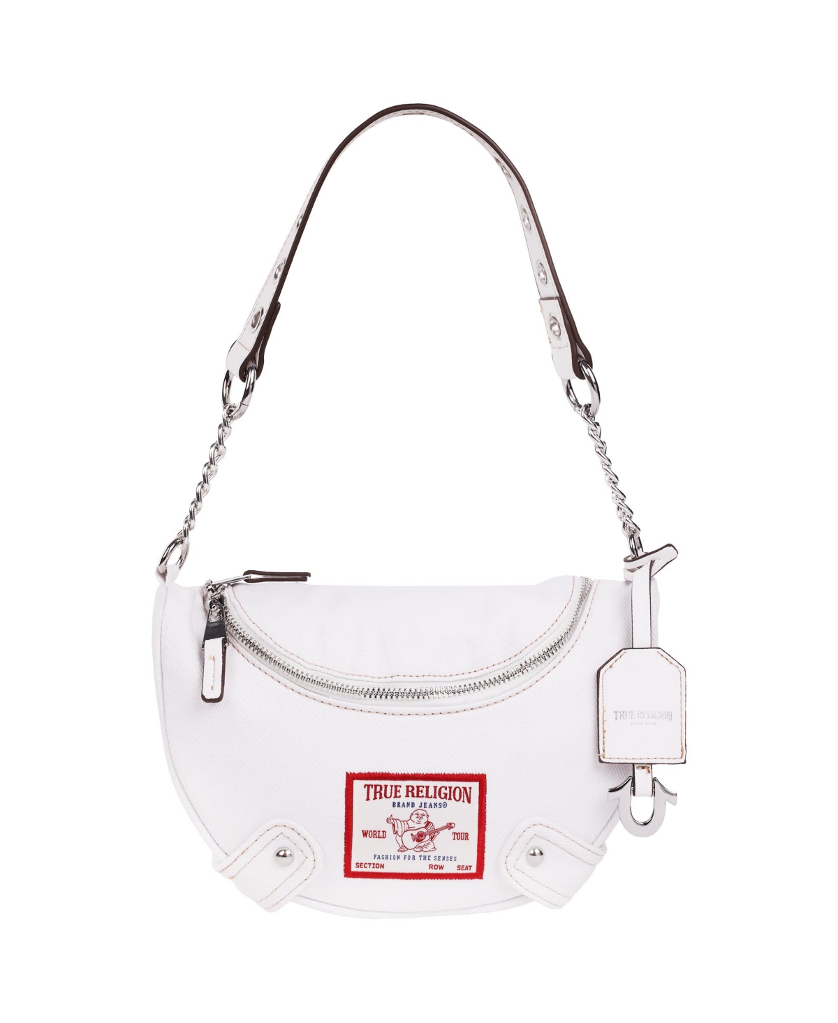 Click here for True Religion Chain Handle Denim Hobo - White prices