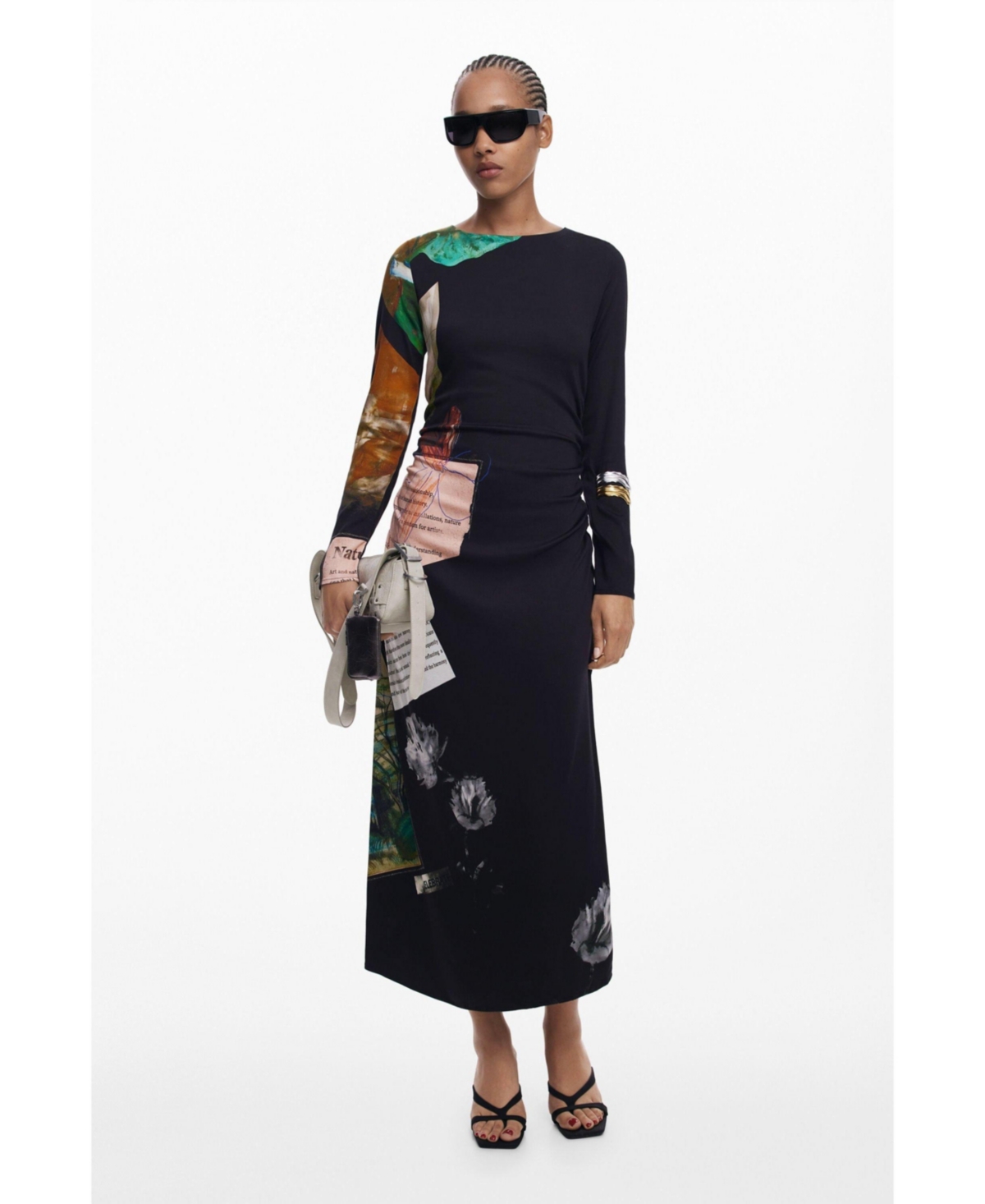 Click here for Desigual Womens Collage asymmetrical dress - Black prices