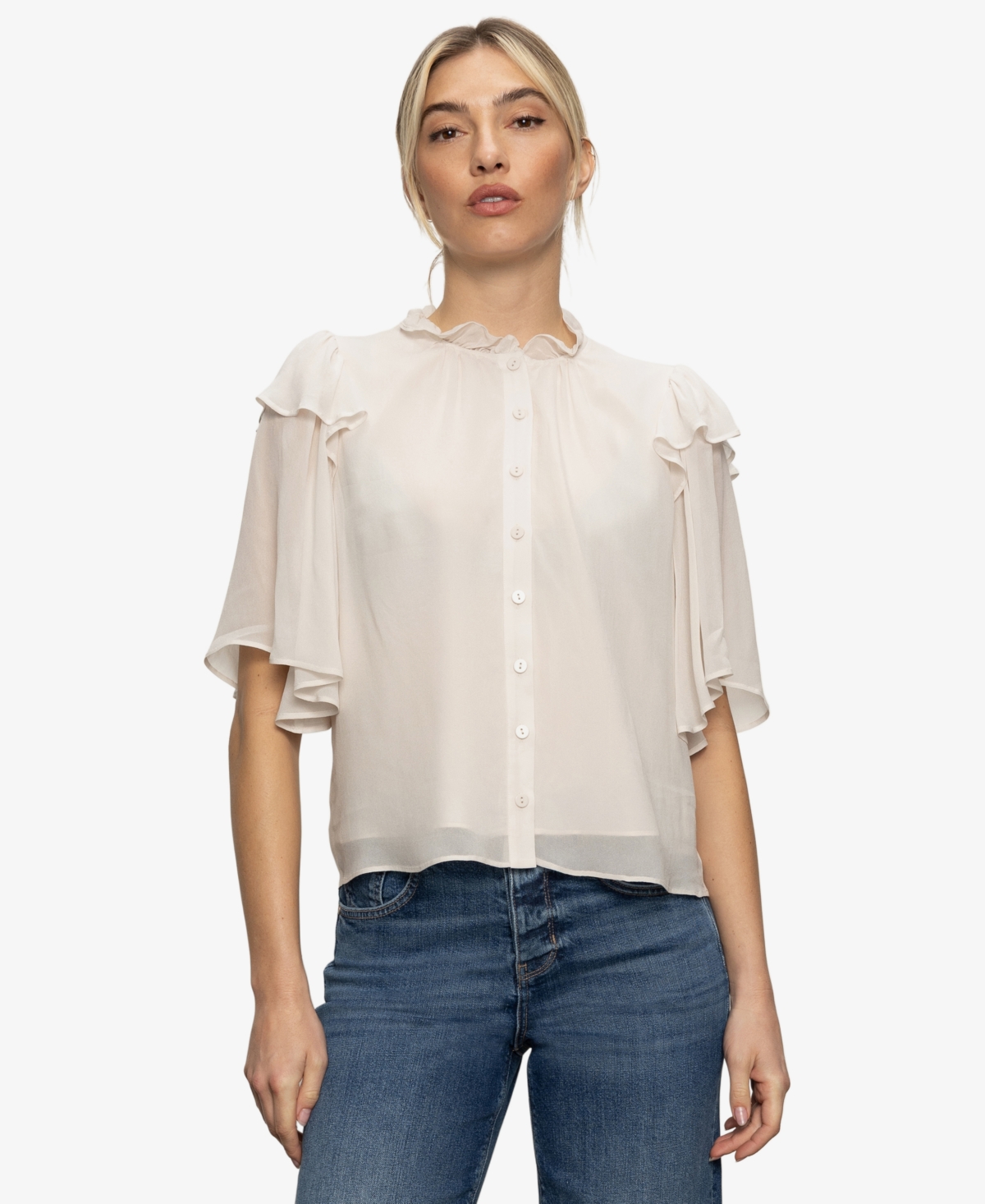 Click here for Sanctuary Womens Deja Vu Chiffon Blouse - Light Oa... prices