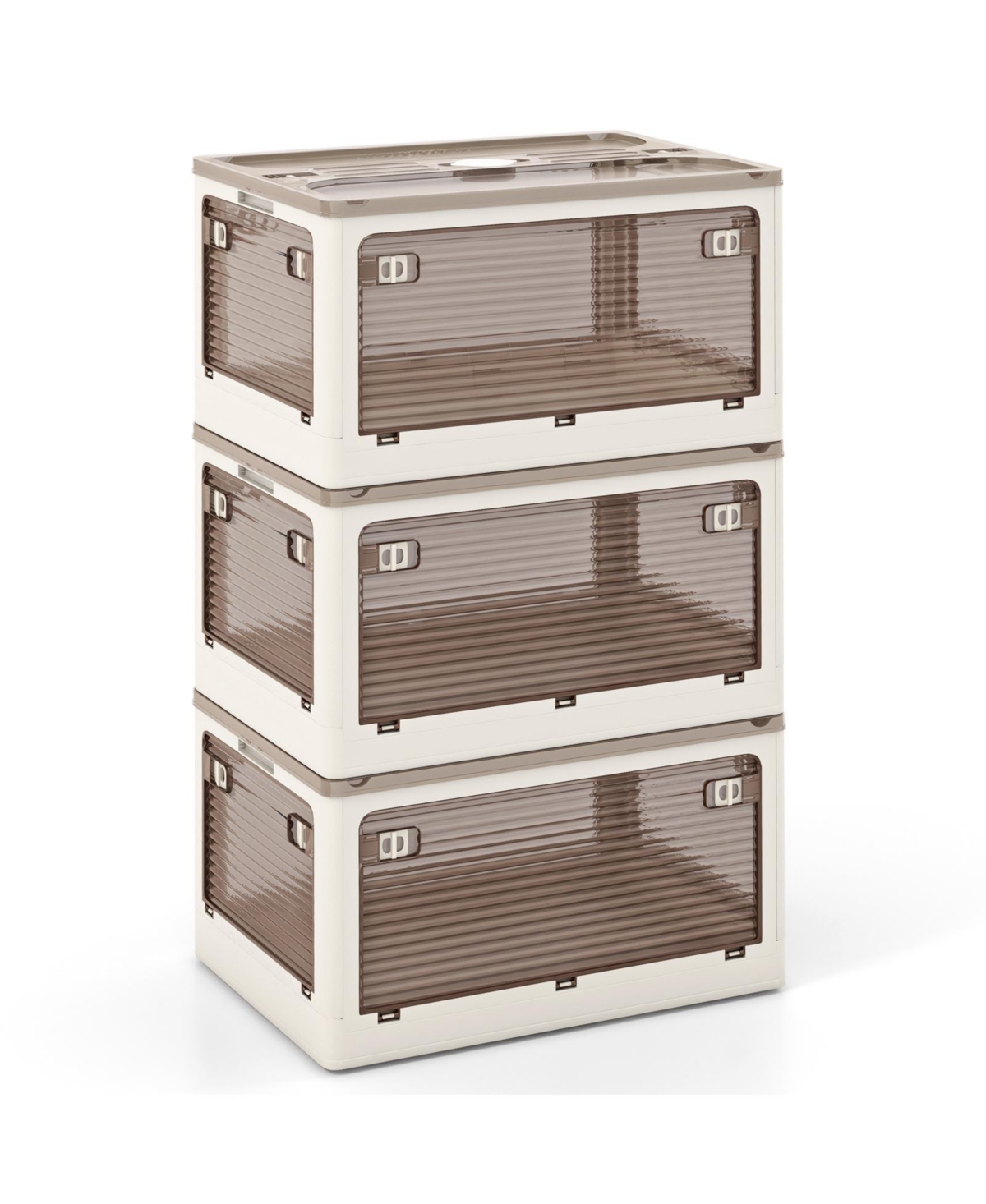 Click here for 3-Pack Stackable Storage Bins with Lids with 5 Ope... prices