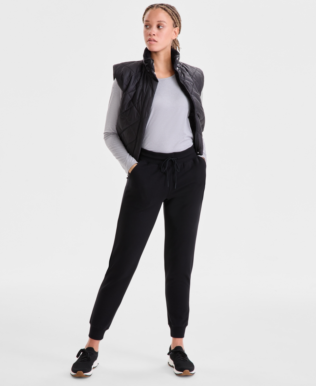 Click here for Id Ideology Womens Relaxed High-Rise Fleece Jogger... prices