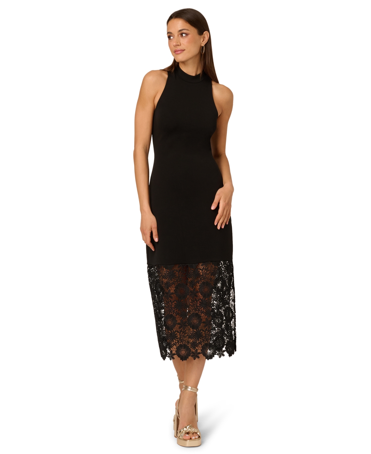 Click here for Adrianna Womens Sleeveless Midi Sheath Dress - Bla... prices