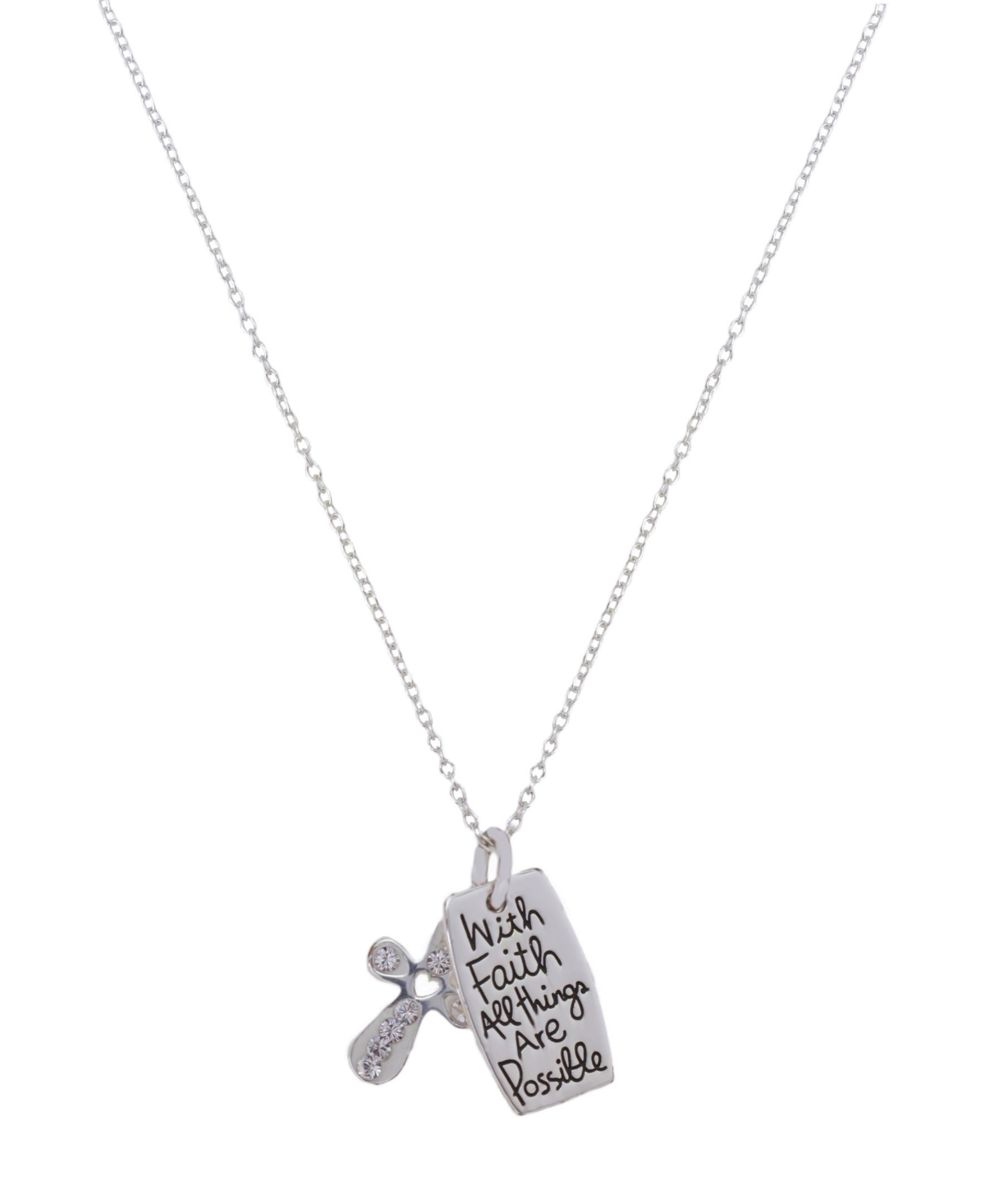 Click here for Unwritten Sterling Silver Crystal Cross Short Pend... prices