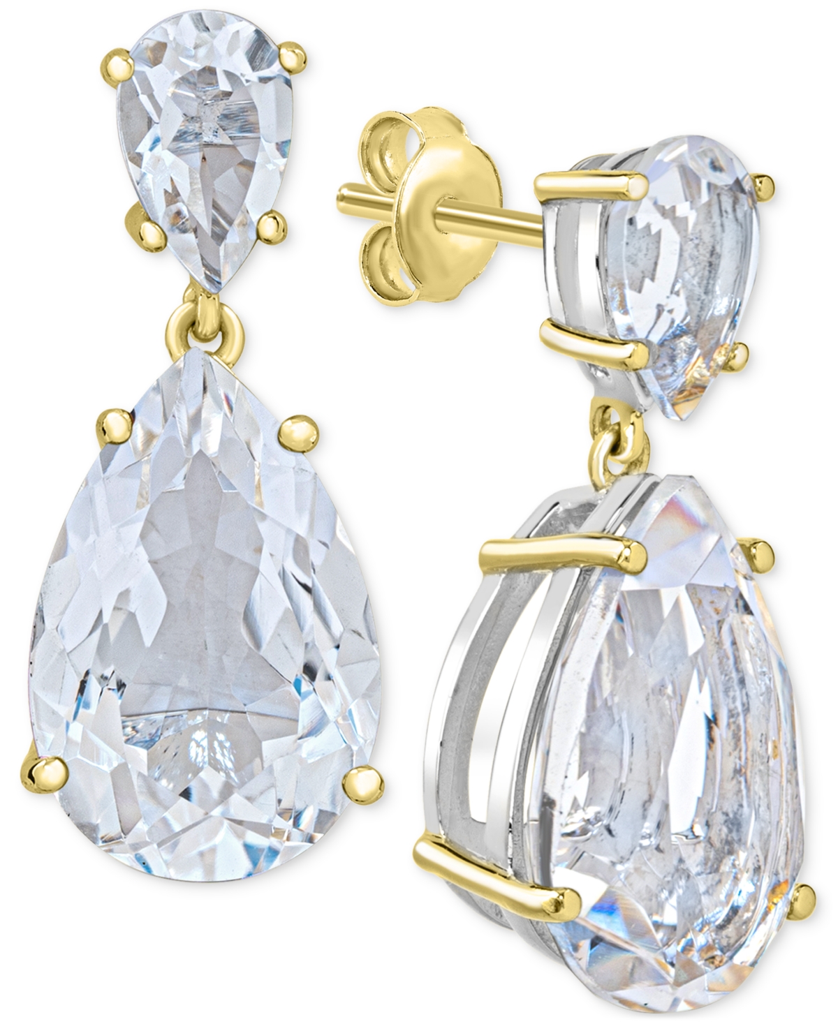 Click here for Womens Drop Earrings in Sterling Silver - White Qu... prices