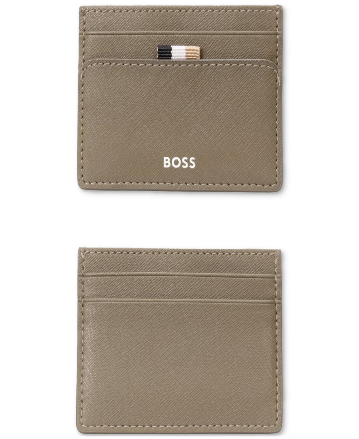 Click here for Hugo Boss Mens Zair Leather Card Holder - Green prices