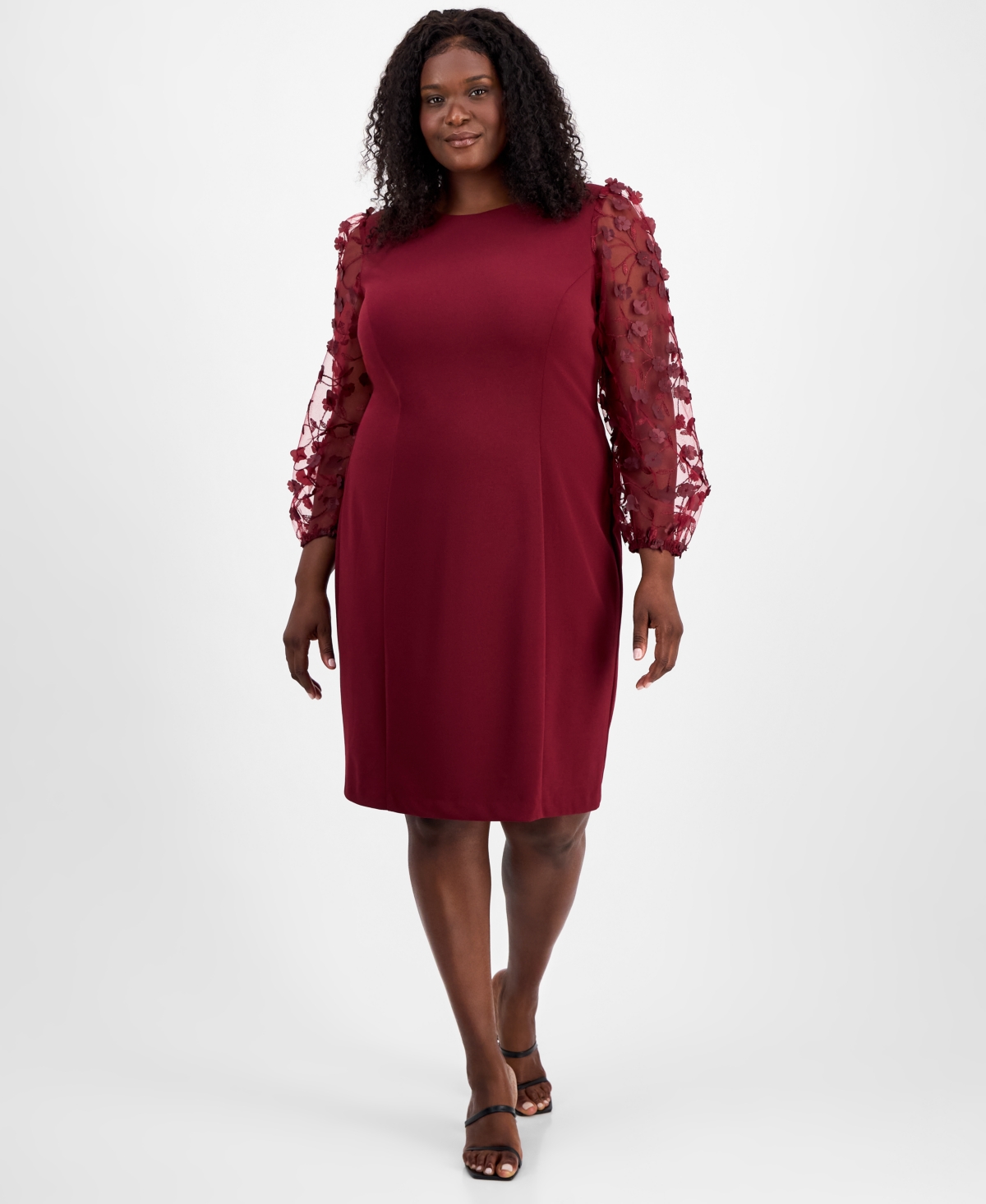 Click here for Connected Plus Size Floral-Applique Sheath Dress -... prices