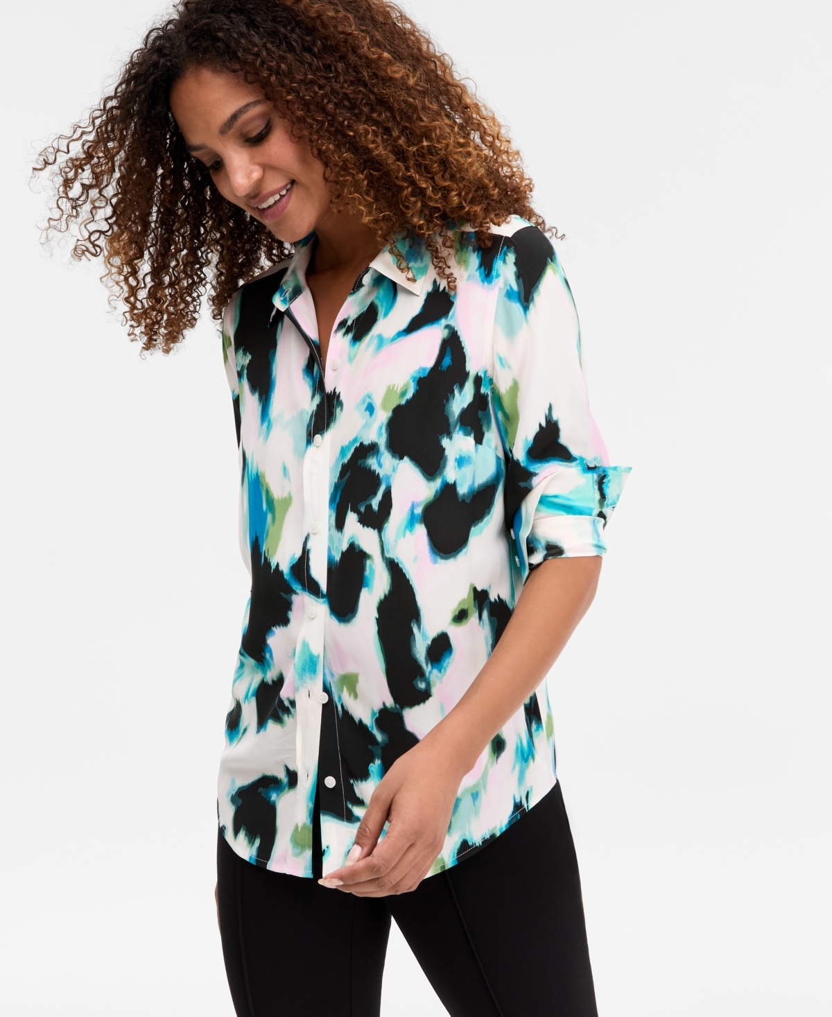 Click here for I.n.c. International Concepts Womens Printed Butto... prices