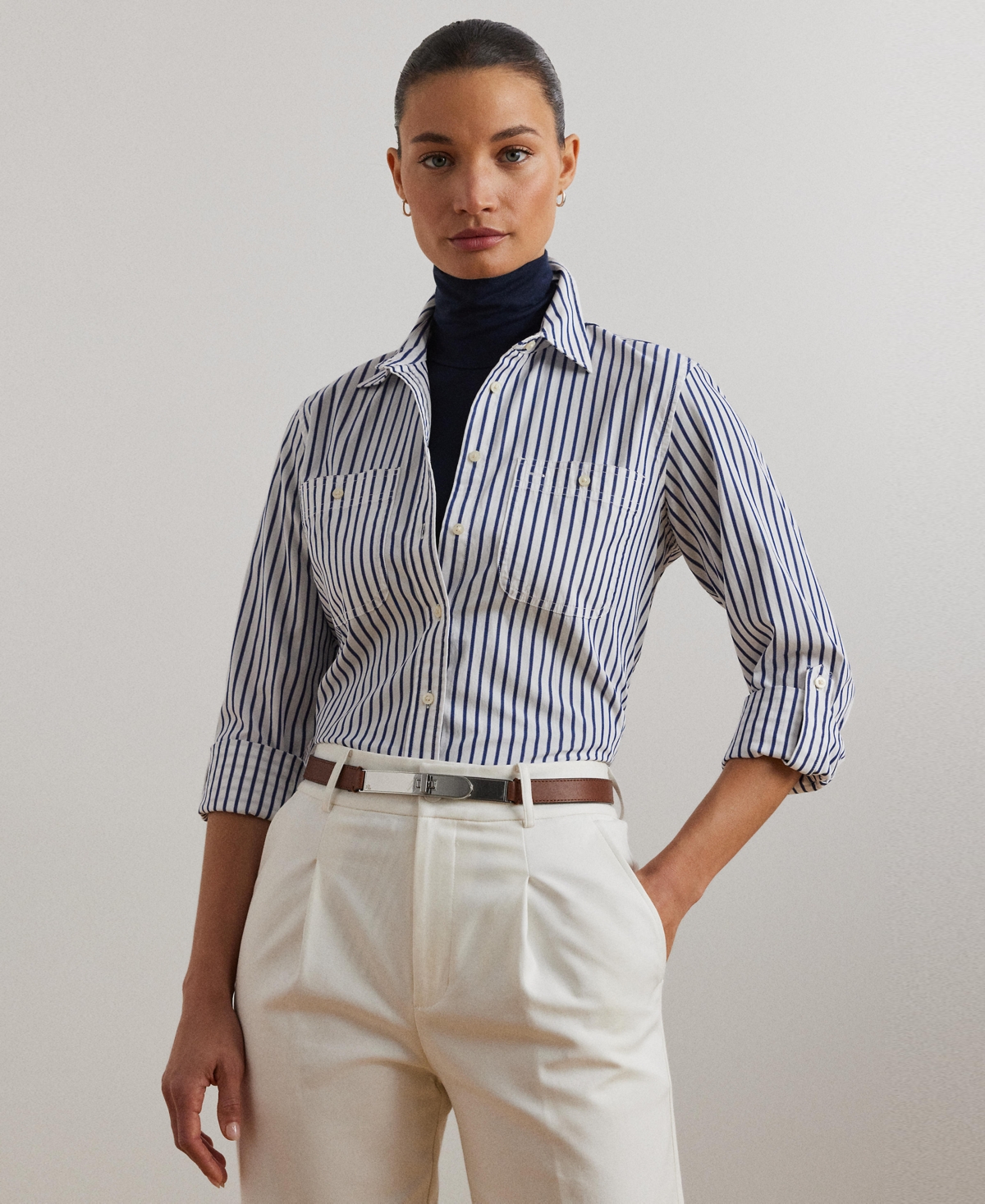 Lauren Ralph Lauren Striped Cotton Shirt - White/indigo