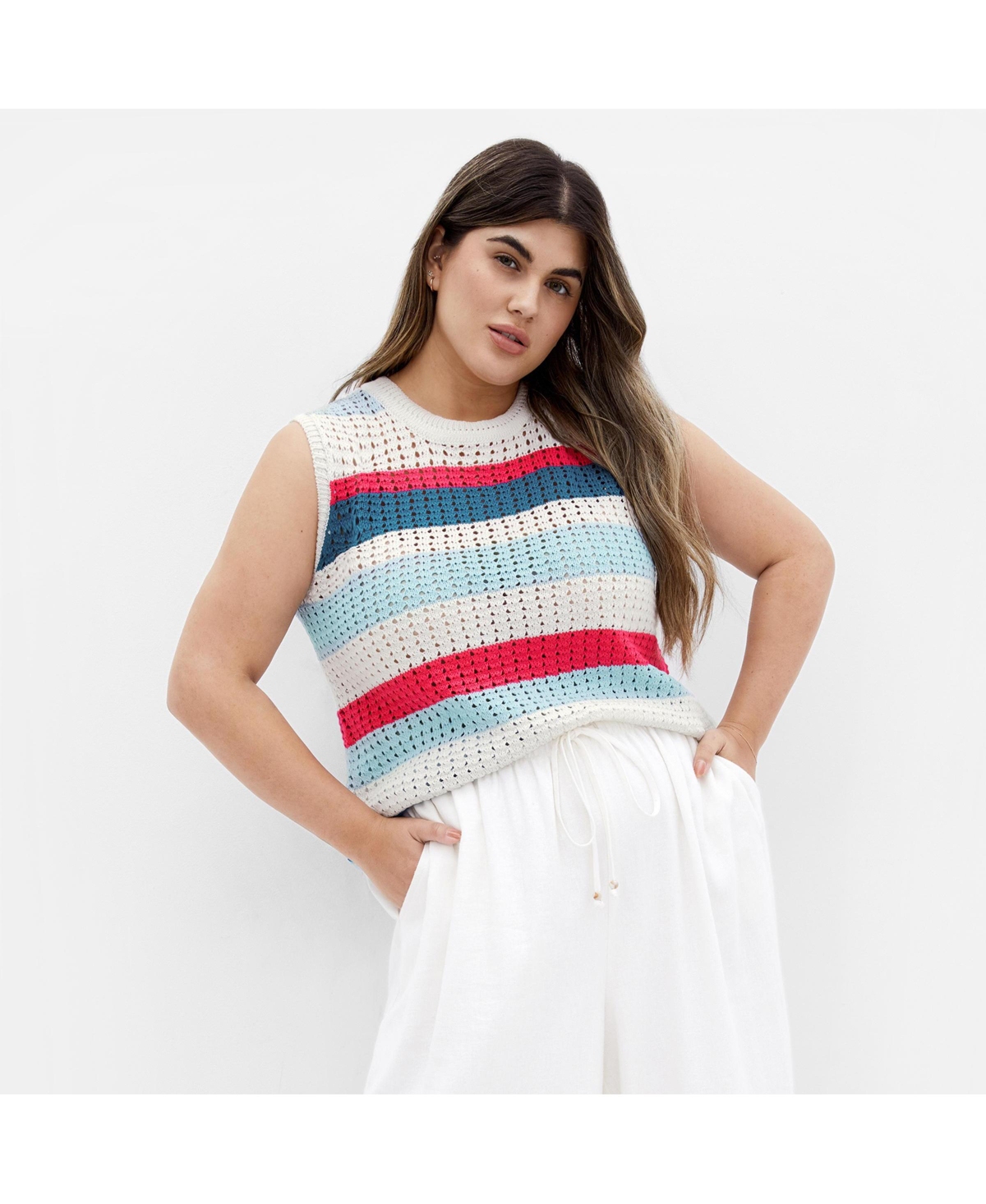 Click here for City Chic Plus Size Cornelia Stripe Top - Sunset s... prices