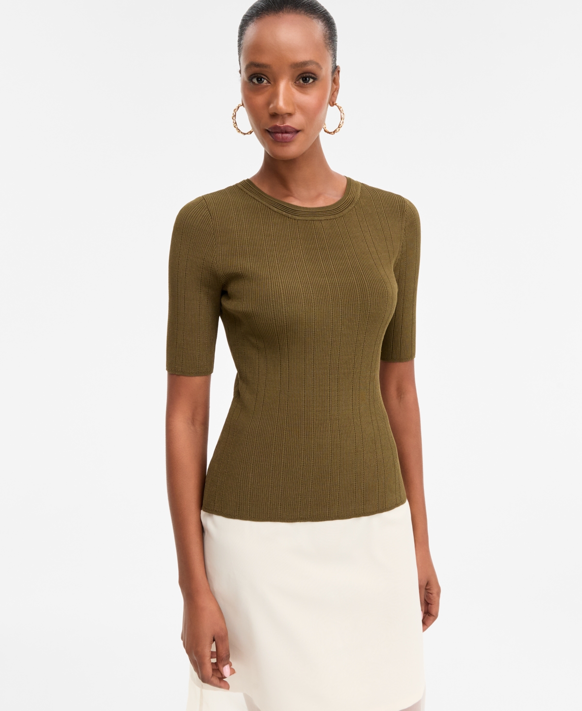 Click here for I.n.c. International Concepts Womens Rib-Knit Crew... prices