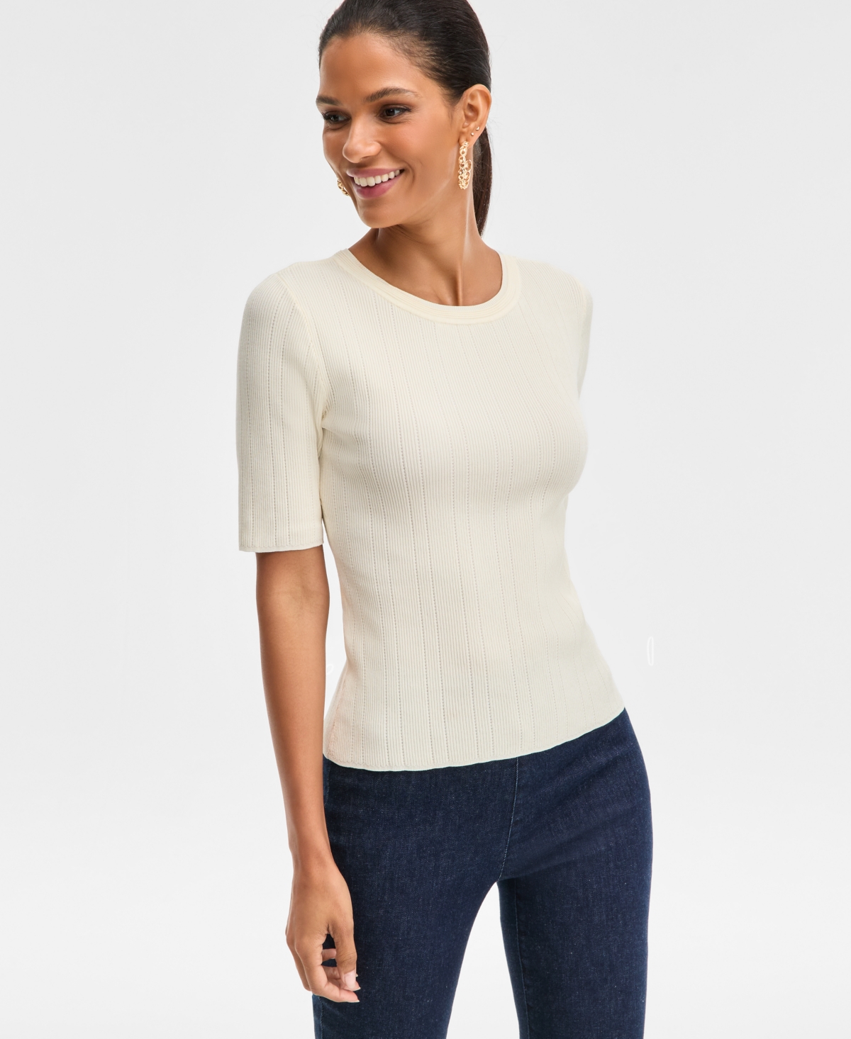 Click here for I.n.c. International Concepts Womens Rib-Knit Crew... prices