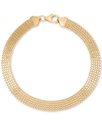 Woven Classic Squared Box Chain Link Bracelet in 10k Gold - Macy's