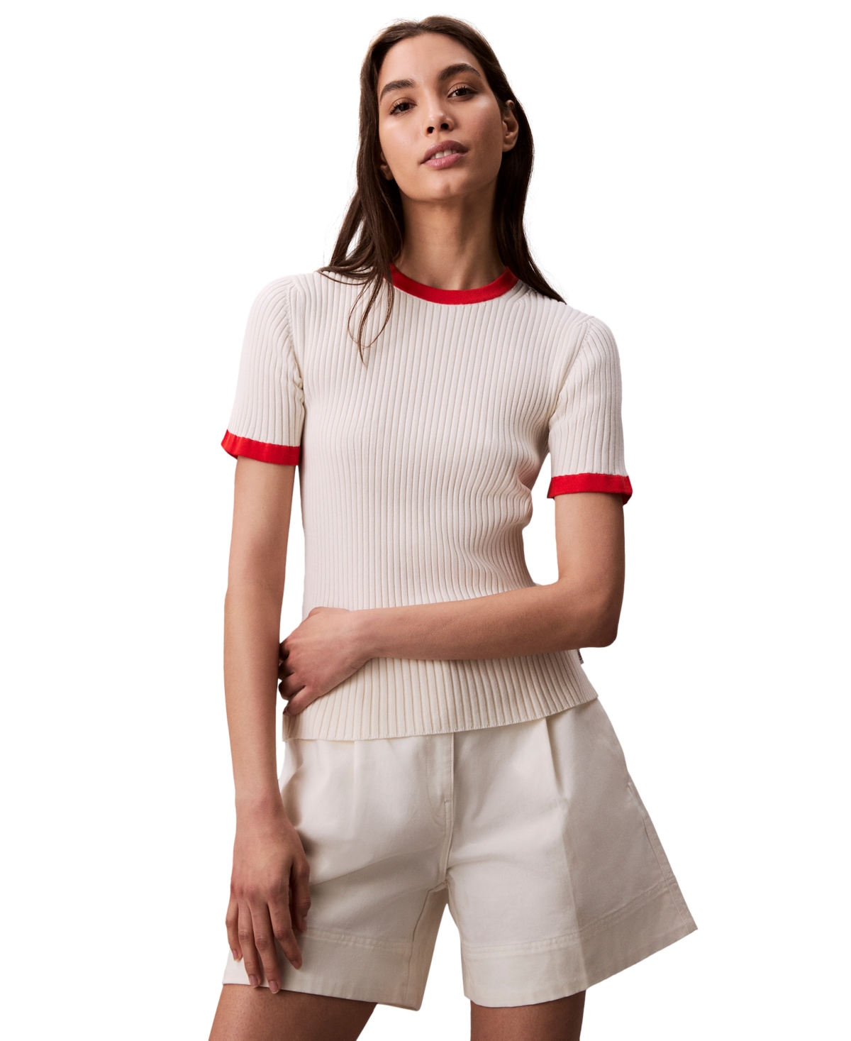 Click here for Calvin Klein Jeans Womens Crewneck Rib-Knit Cotton... prices