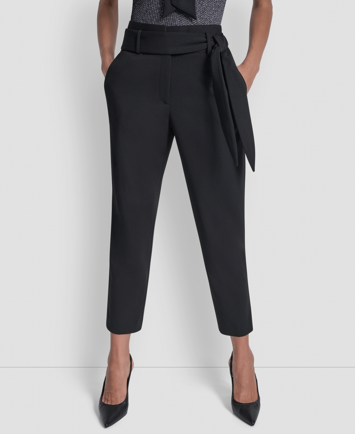 Click here for Dkny Womens Tie-Waist High-Rise Straight-Fit Pants... prices