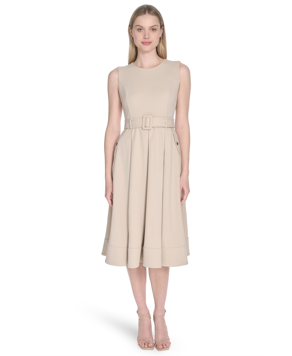 Click here for Calvin Klein Womens Scuba Crepe Sleeveless A-Line... prices