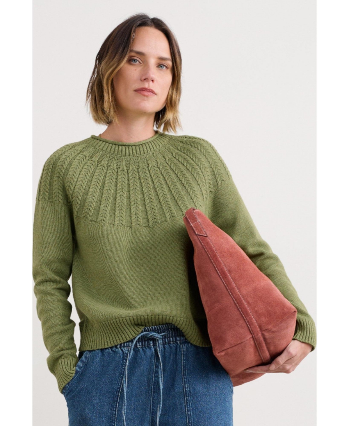 Click here for Seasalt Cornwall Womens Stone Chat Sweater - Moss prices