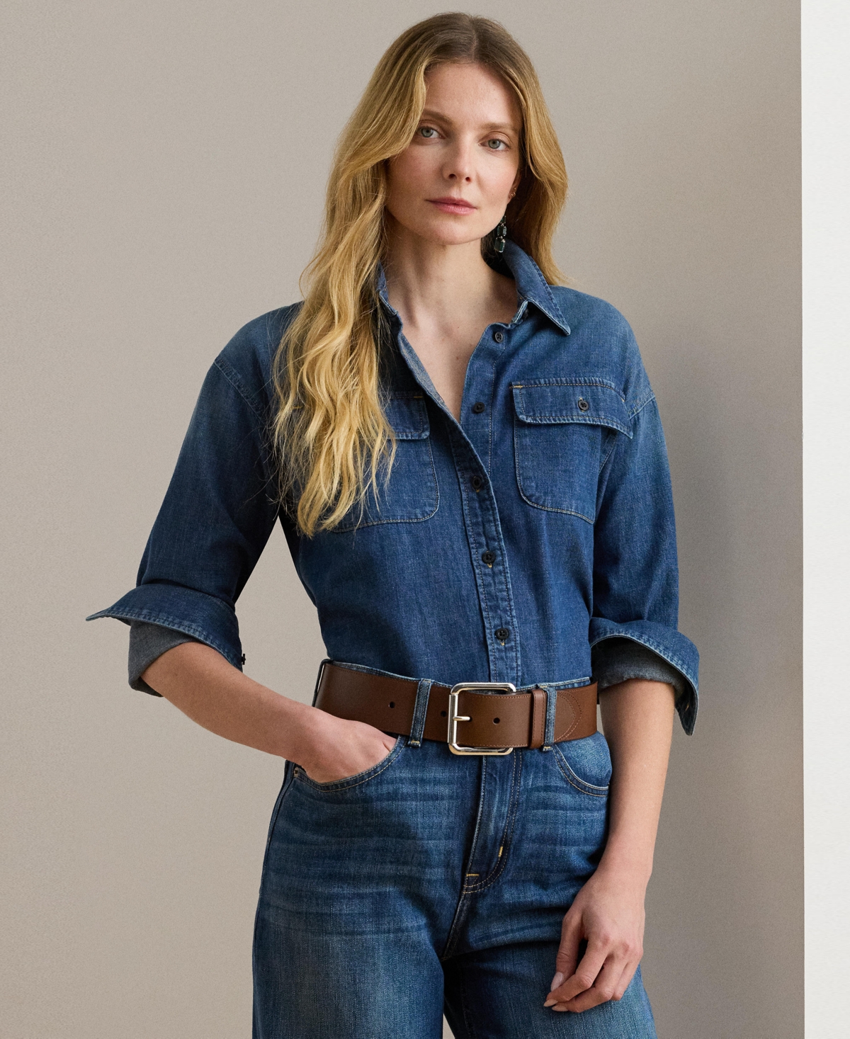 Click here for Lauren Ralph Lauren Womens Denim Shirt - Atecco Wa... prices