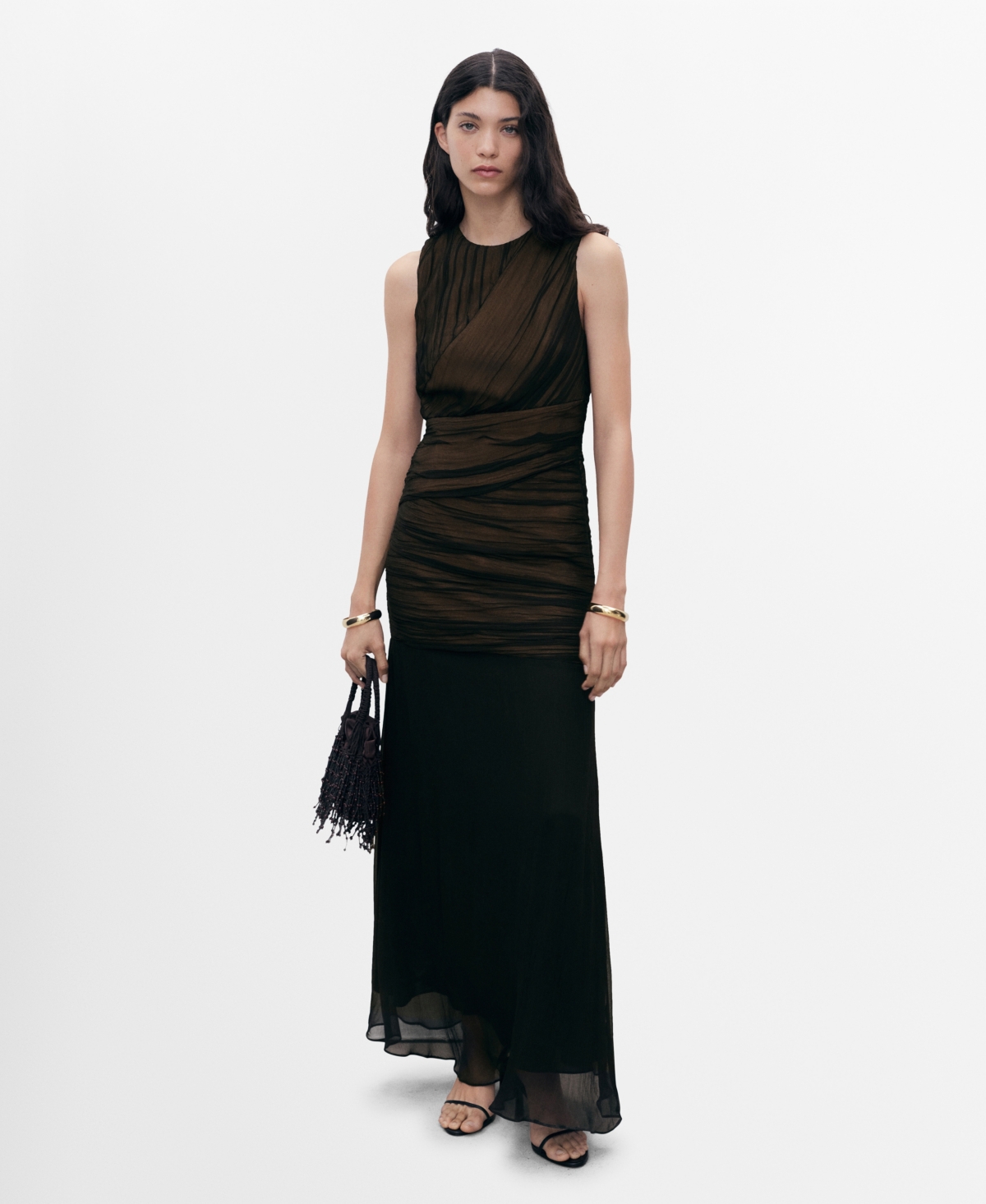 Click here for Mango Womens Contrasting Textured Dress - Black prices