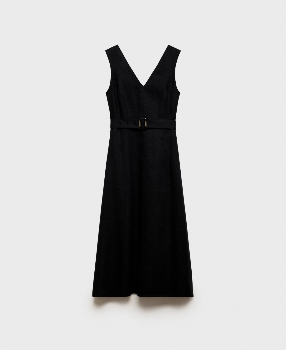 Click here for Mango Womens Flared Linen Dress - Black prices